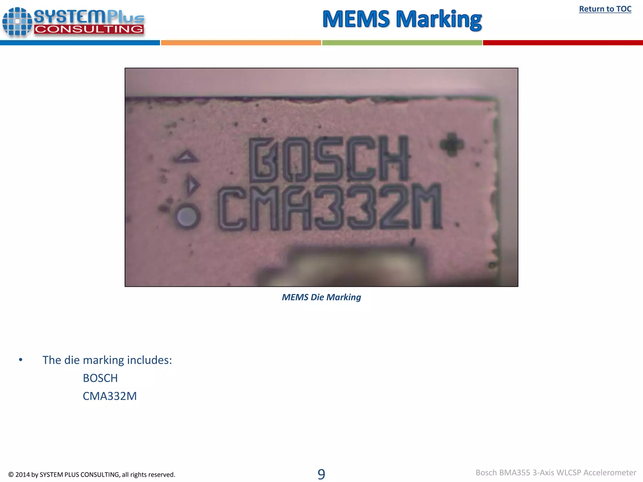 Bosch Sensortec BMA355 3-Axis MEMS Accelerometer teardown reverse costing report by published ...