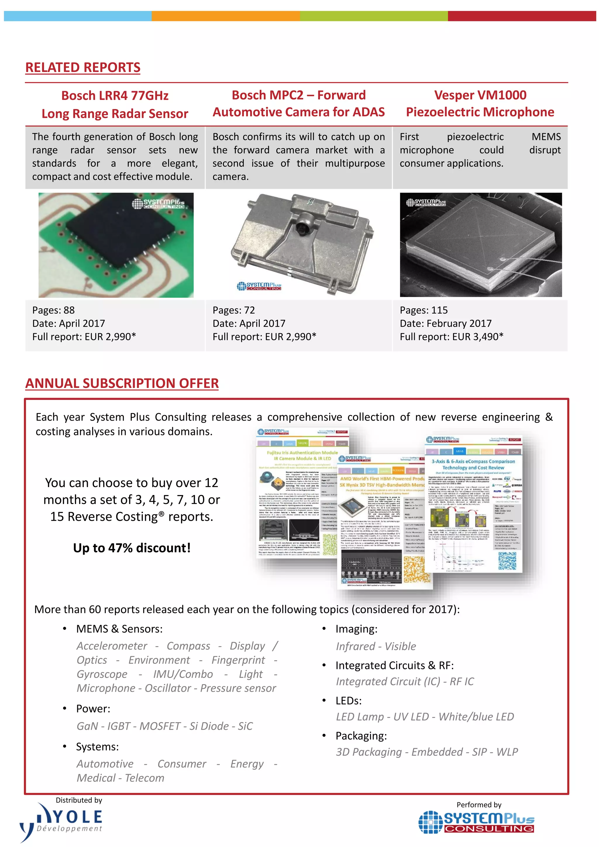 Bosch Mobility Ultrasonic Sensor 2017 teardown reverse costing report ...