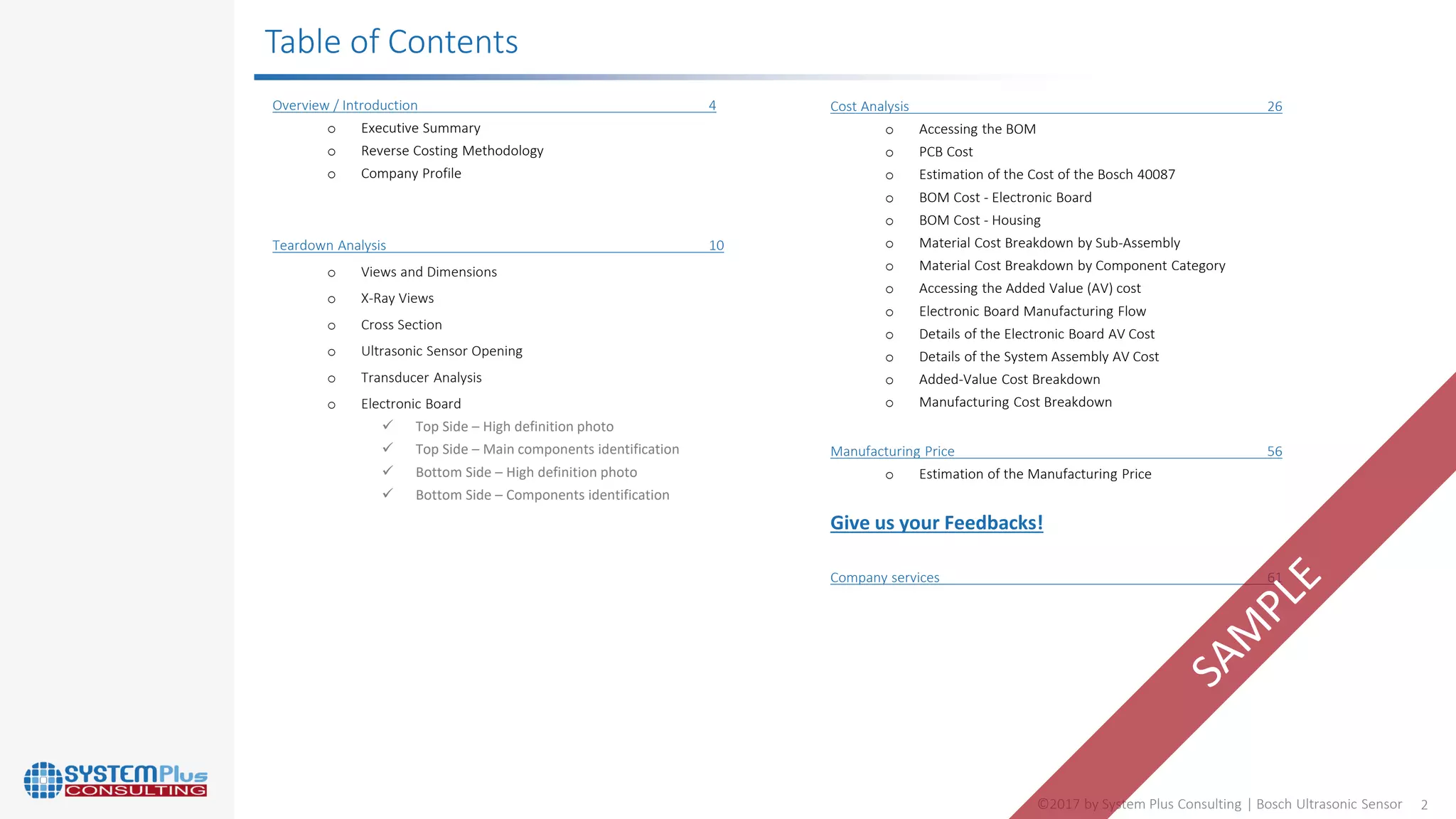 Bosch Mobility Ultrasonic Sensor 2017 teardown reverse costing report ...