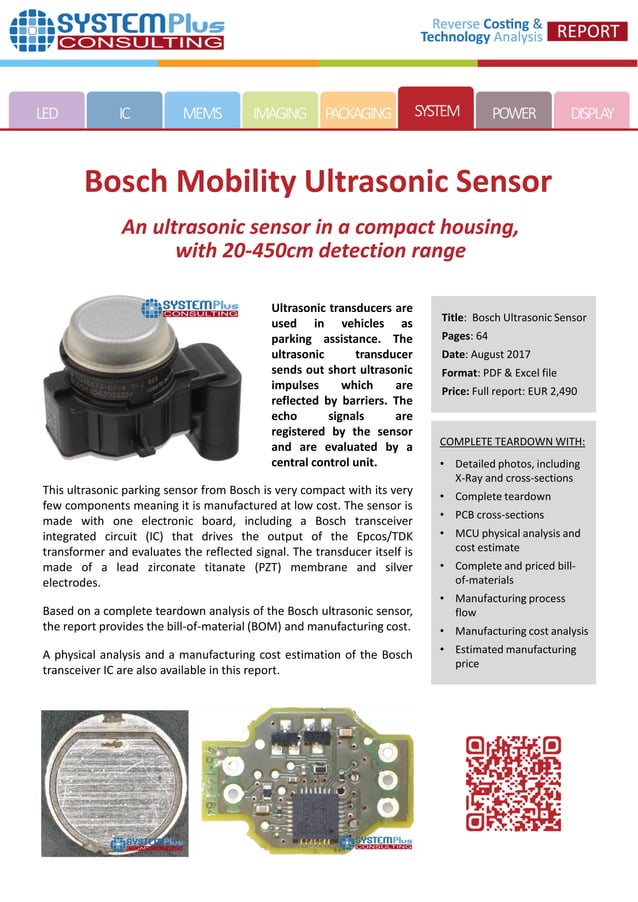 Bosch Mobility Ultrasonic Sensor 2017 teardown reverse costing report ...