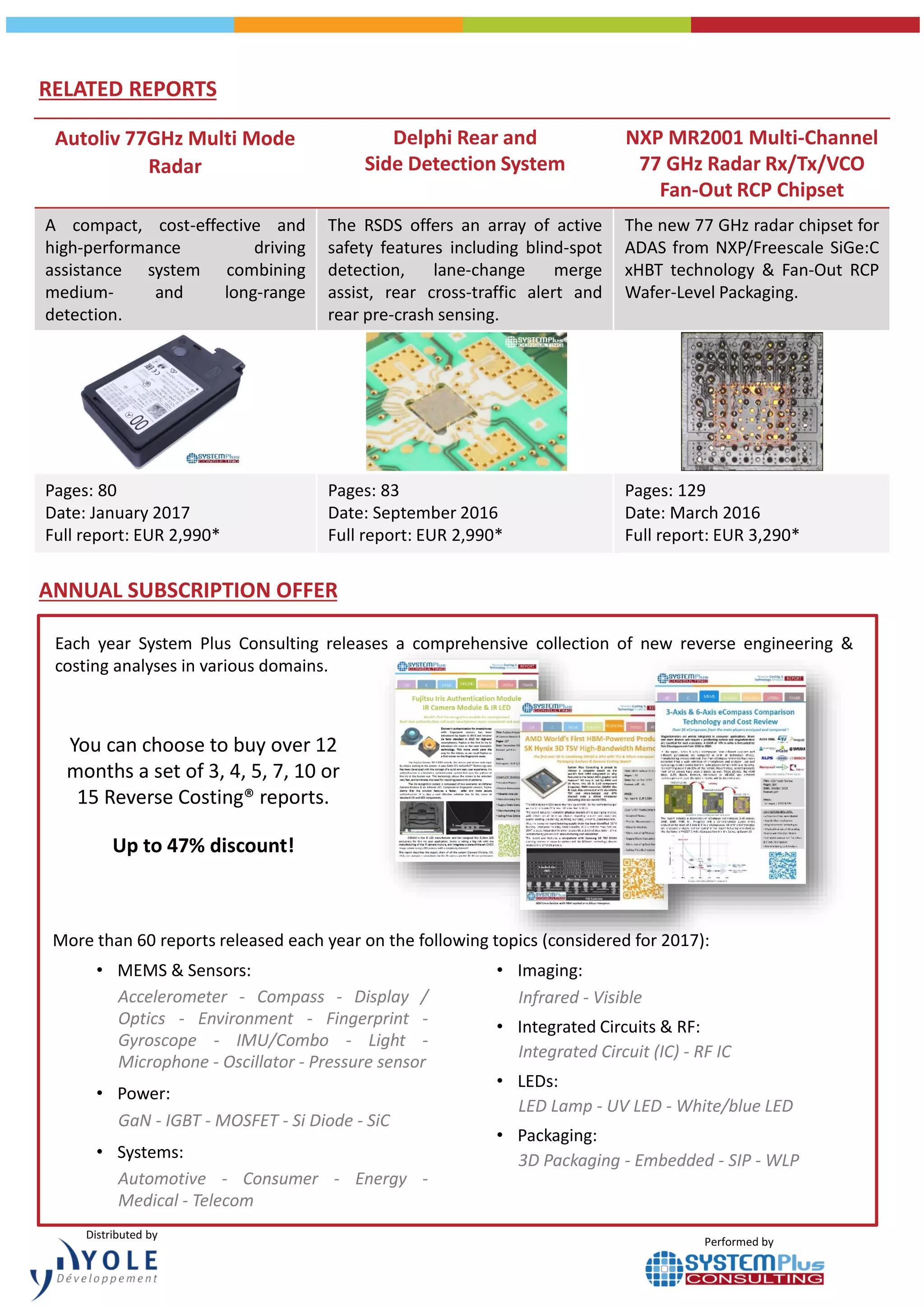 Continental ARS4-A 77GHz Radar 2017 teardown reverse costing report ...