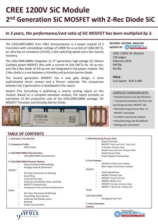 CREE 1200V SiC Module teardown reverse costing report published by Yole ...