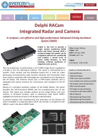 Delphi Integrated Radar and Camera System (RACam) 2016 teardown reverse costing report published ...