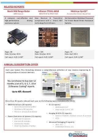Delphi Integrated Radar and Camera System (RACam) 2016 teardown reverse costing report published ...