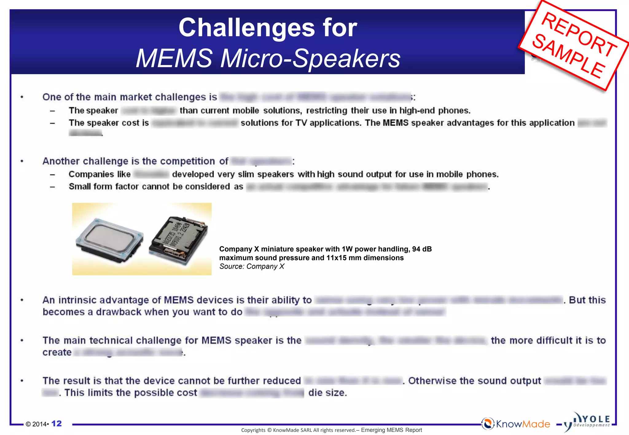 Emerging MEMS Patent Investigation 2014 Report by Yole Developpement | PDF