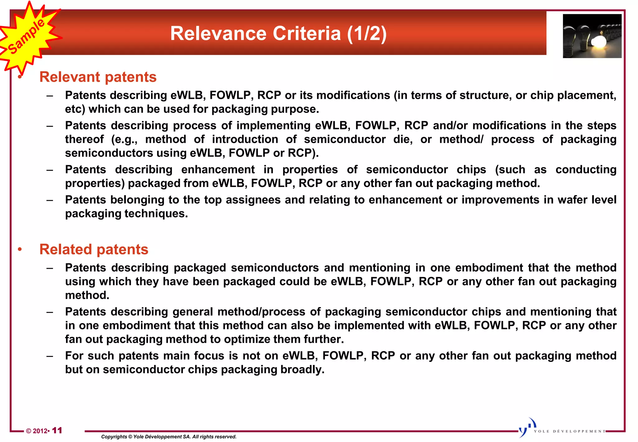 FOWLP Patent Analysis 2012 Report by Yole Developpement | PDF