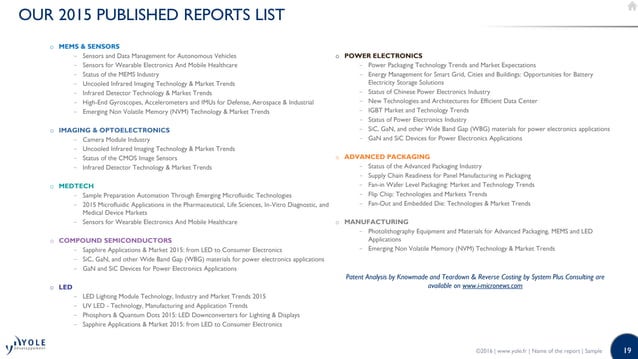 Gas Sensor Technology and Market - 2016 Report by Yole Developpement | PPT