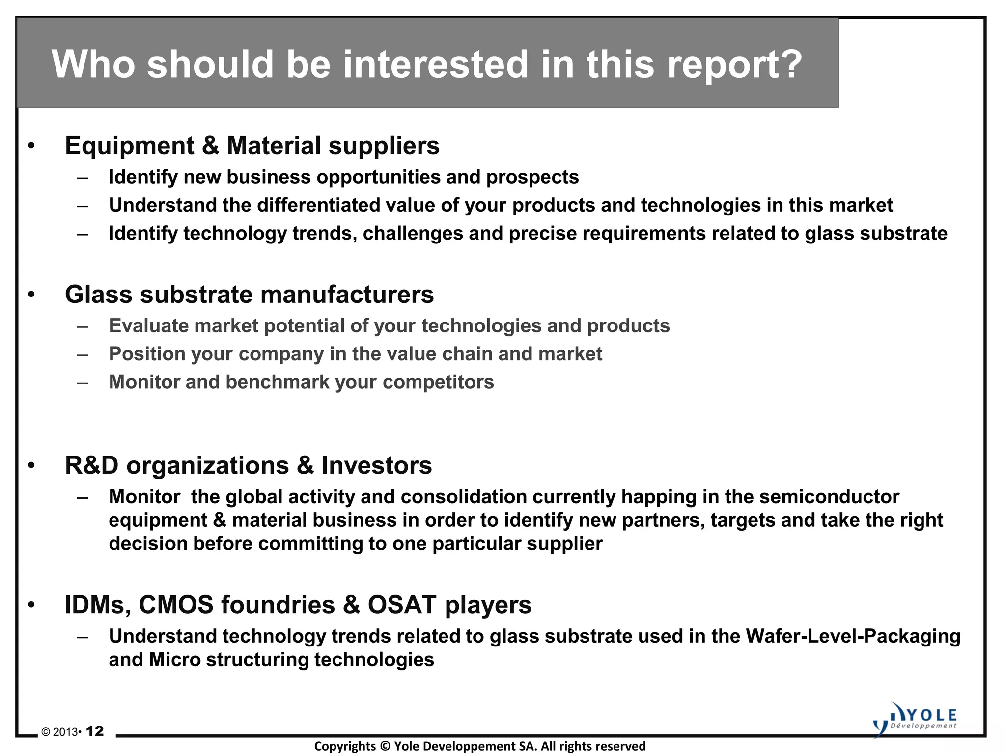 glass substrates for semiconductor manufacturing 2013 Report by Yole ...