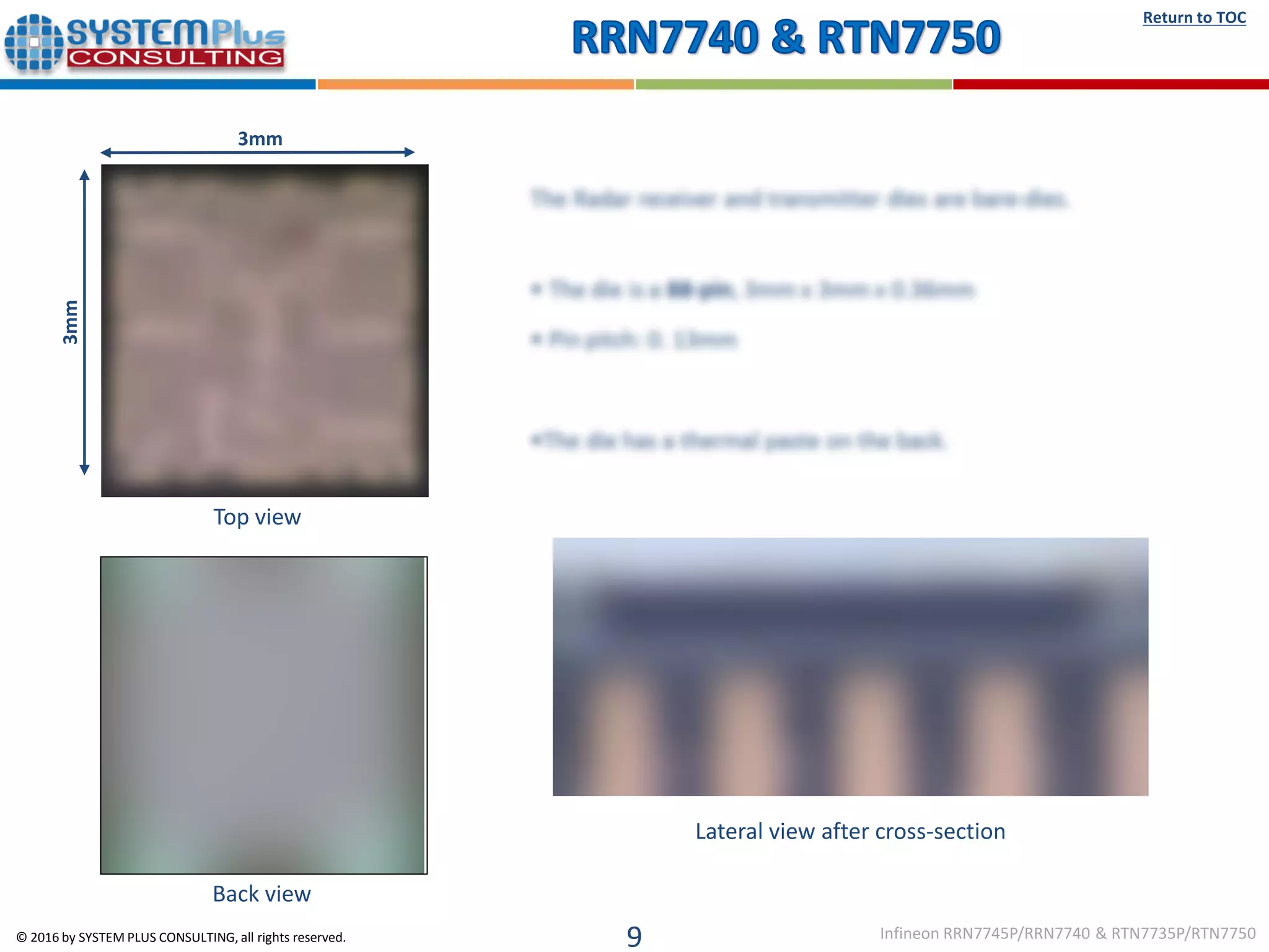 Infineon RASIC: RRN7740 & RTN7750 76GHz Radar Dies teardown reverse ...