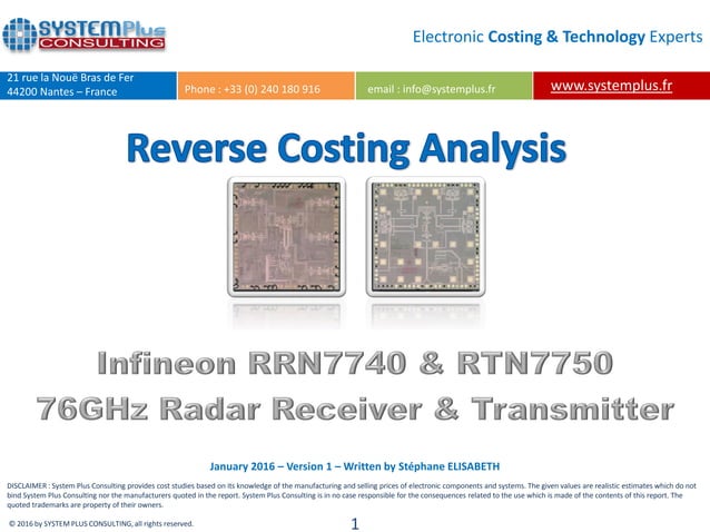 Infineon RASIC: RRN7740 & RTN7750 76GHz Radar Dies teardown reverse ...