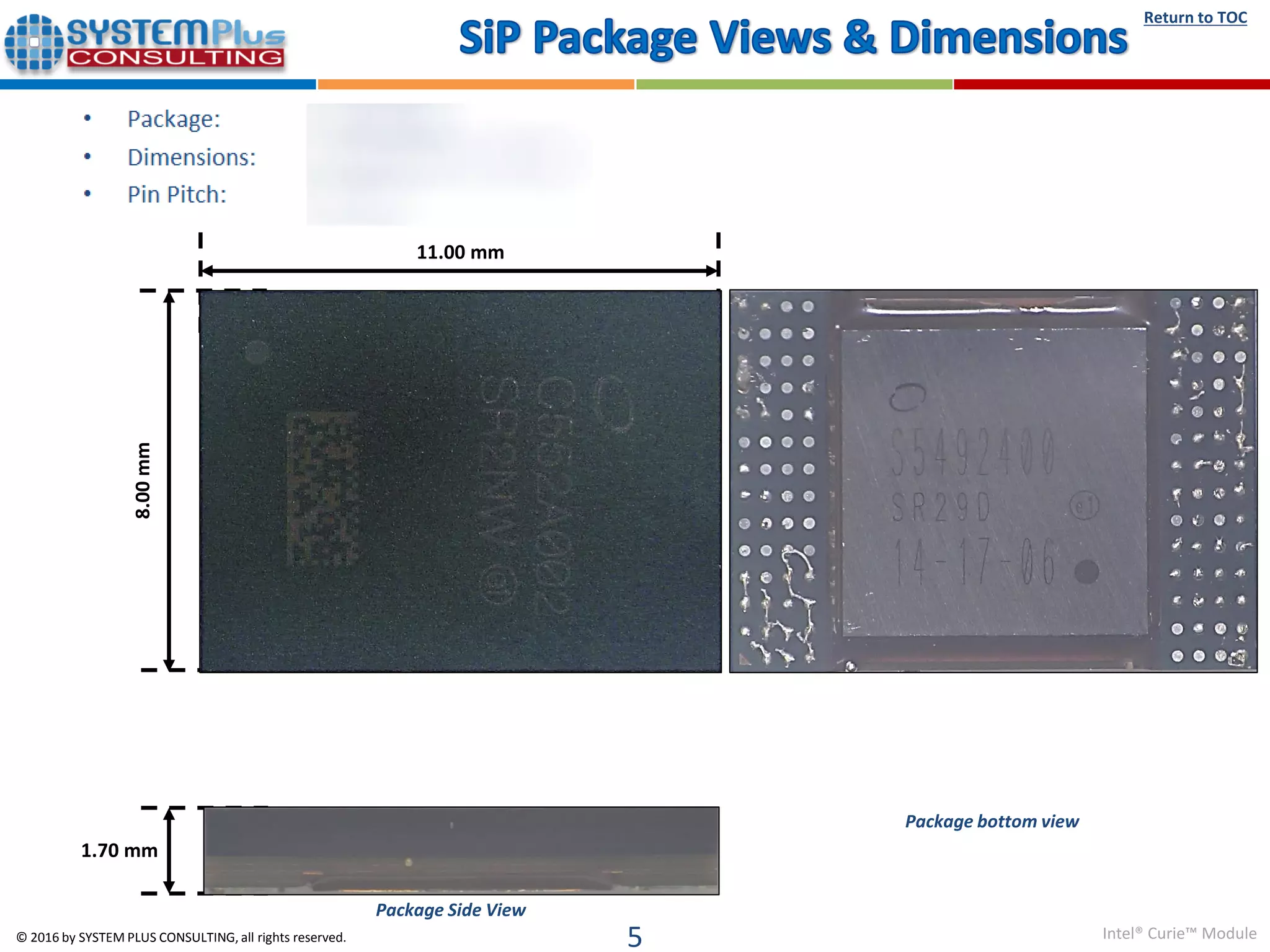Intel® Curie™ Module High Density System In Package For Iot 2016 Teardown Reverse Costing Report