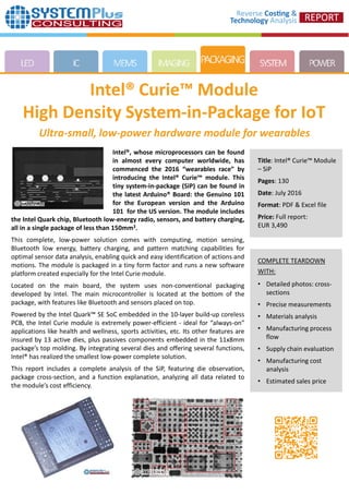 Intel® Curie™ Module High Density System-in-Package for IoT 2016 ...