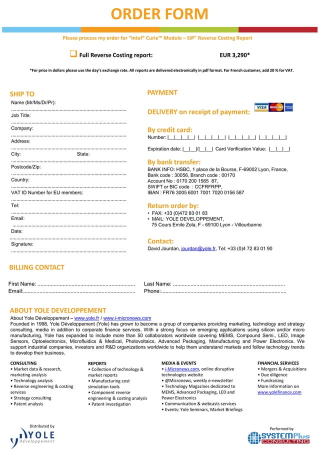 Intel® Curie™ Module High Density System In Package For Iot 2016 Teardown Reverse Costing Report