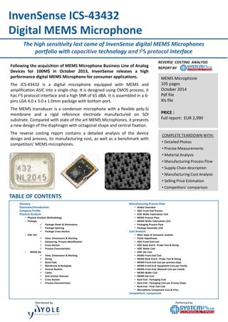 InvenSense ICS-43432 Digital MEMS Microphone teardown reverse costing ...