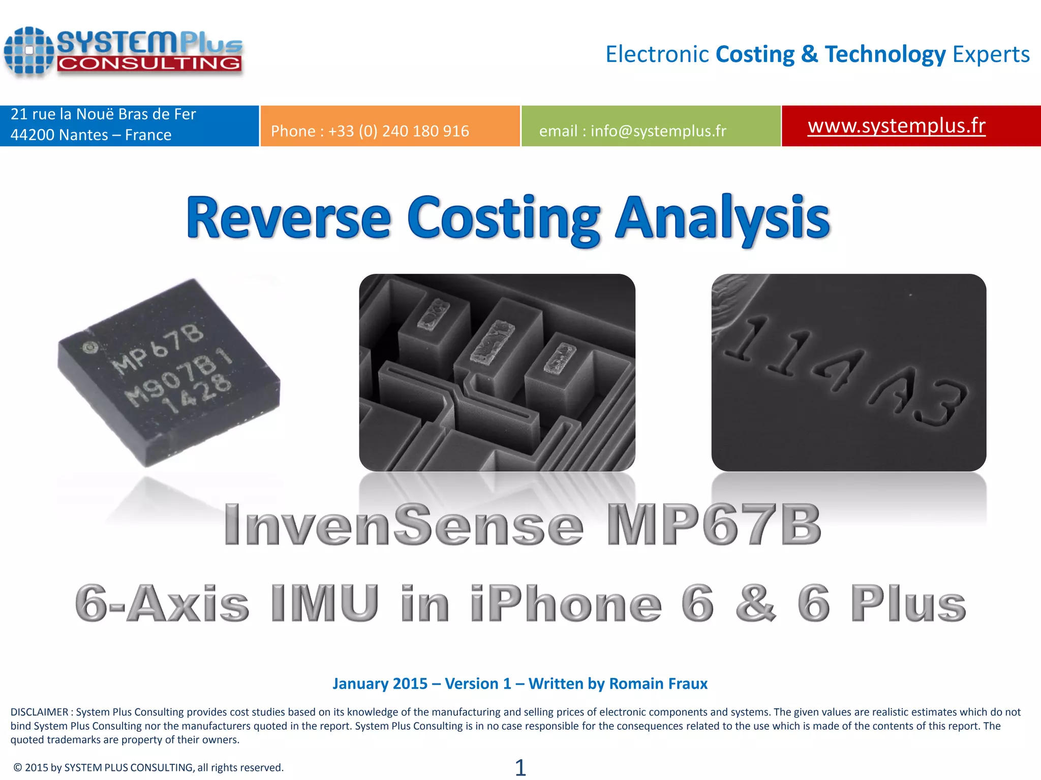 InvenSense MP67B 6-Axis MEMS IMU in iPhone 6 & 6 Plus 2015 teardown ...