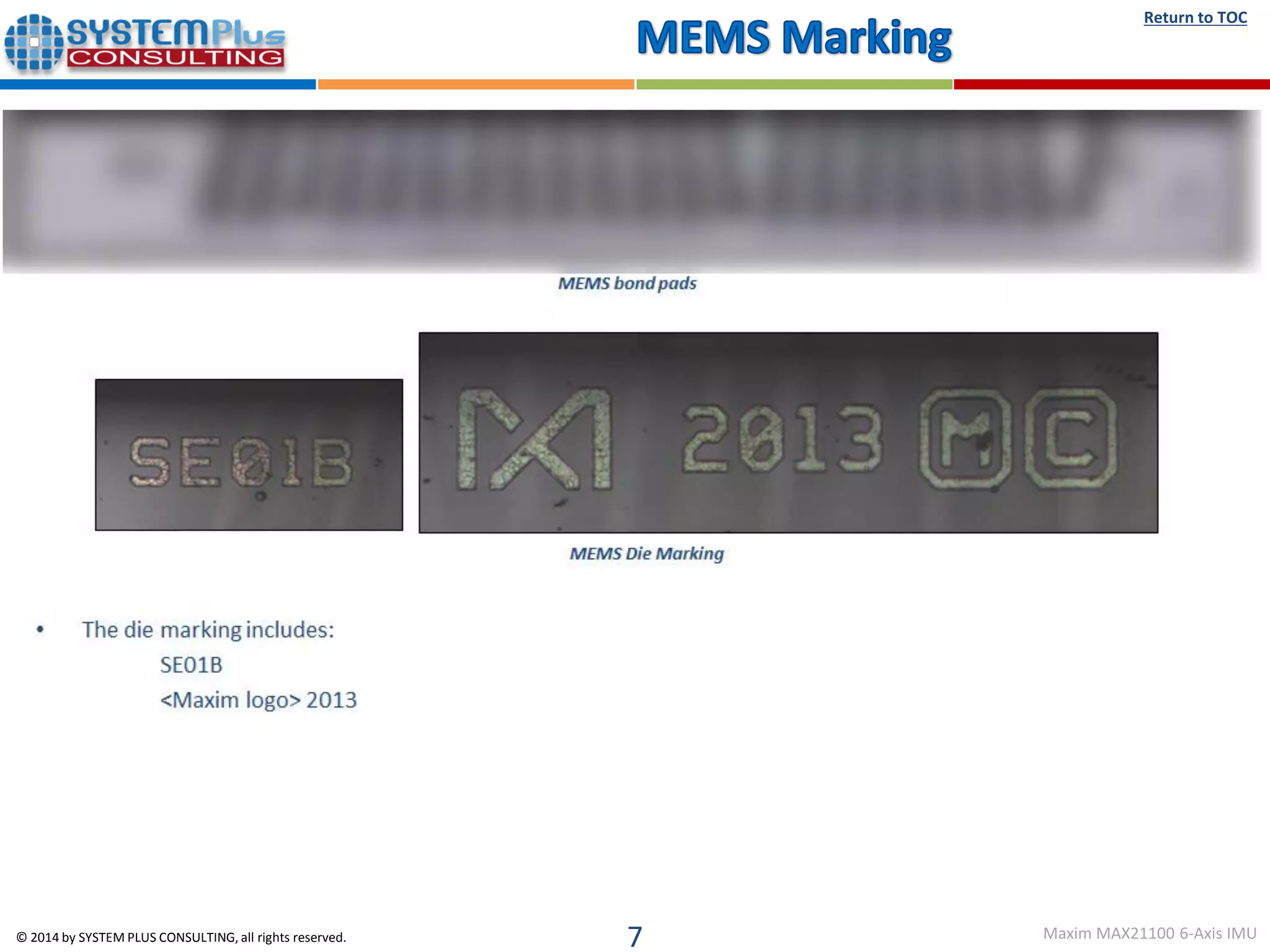 Maxim Integrated MAX21100 6-Axis MEMS IMU teardown reverse costing report published by Yole ...