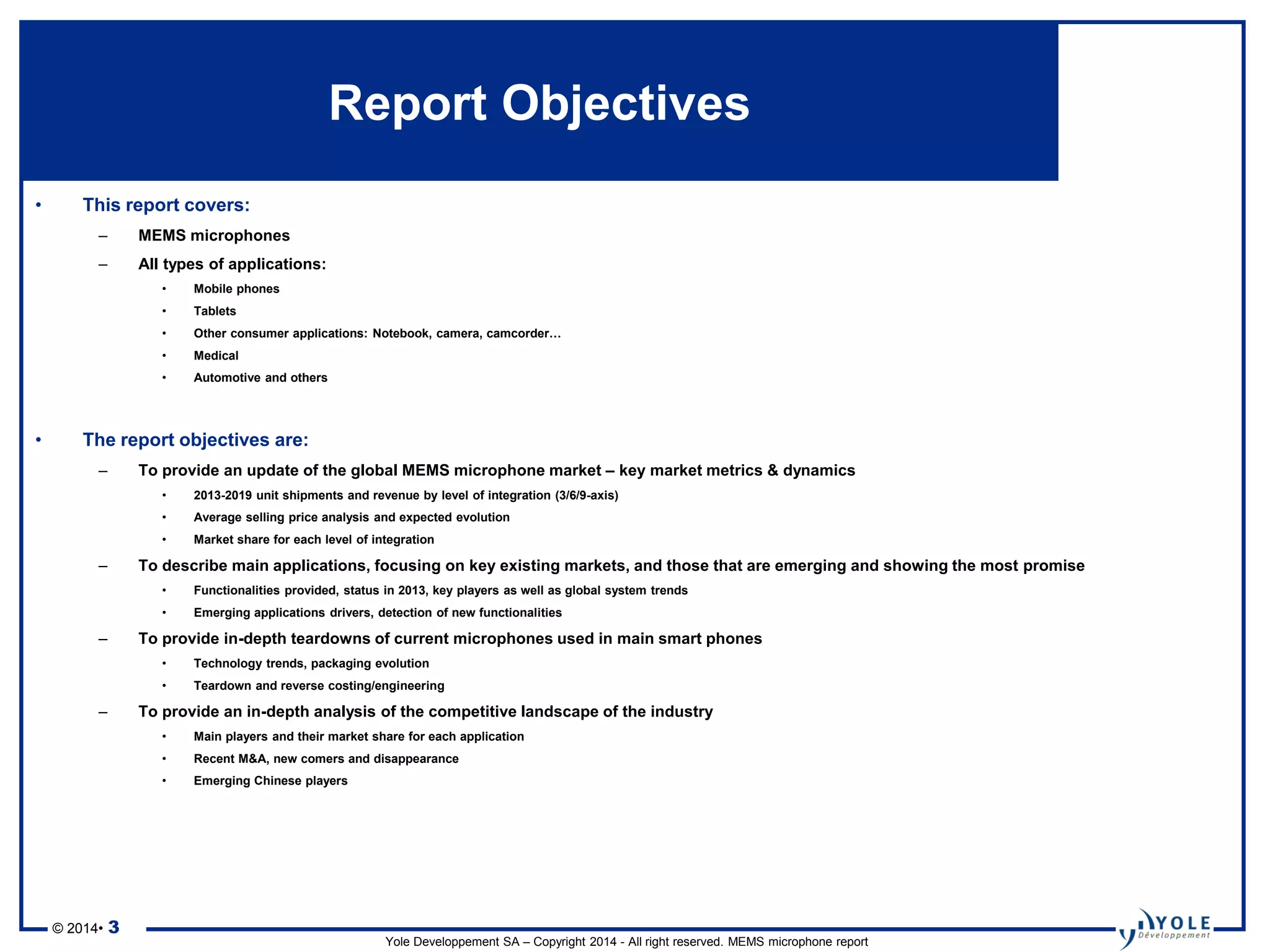 MEMS Microphone: Market, Applications and Business Trends 2014 2014 ...