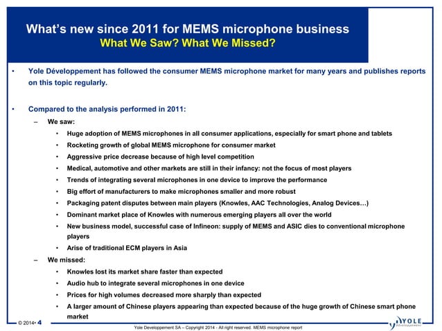 MEMS Microphone: Market, Applications and Business Trends 2014 2014 ...