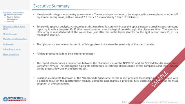 NanoLambda NSP32-V1 Nano Spectrometer 2017 teardown reverse costing ...
