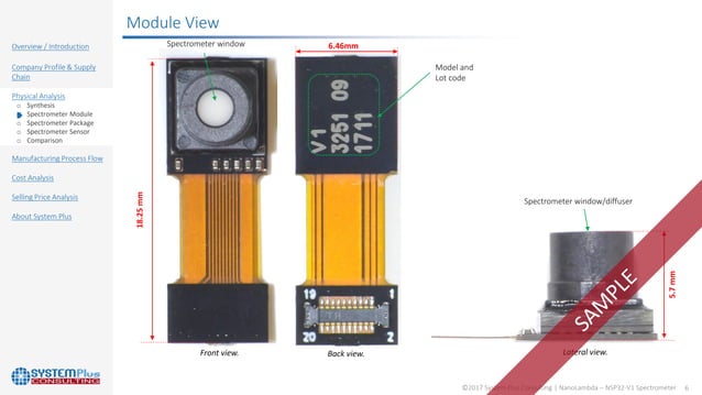 NanoLambda NSP32-V1 Nano Spectrometer 2017 teardown reverse costing ...