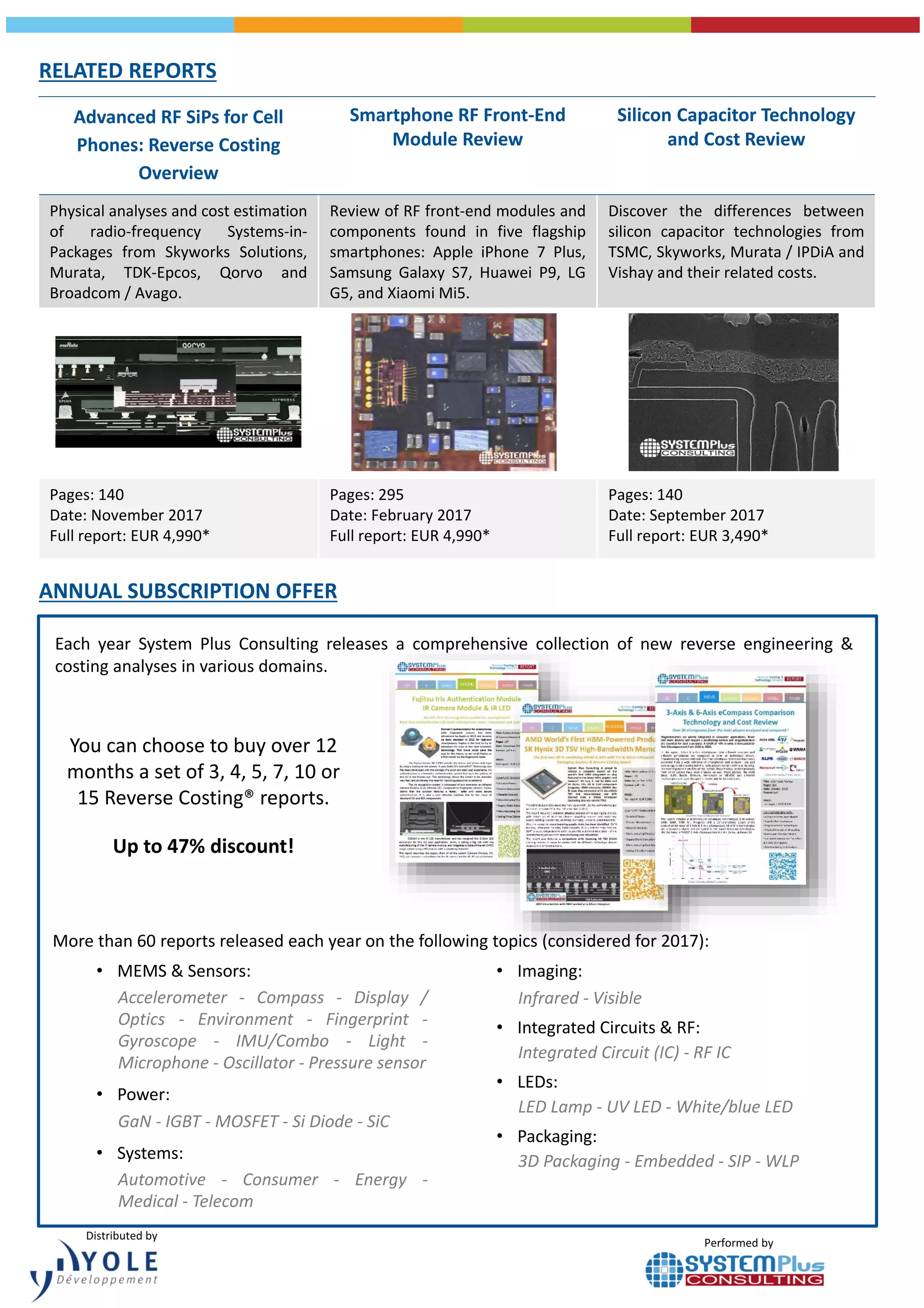 RF Integrated Passive Devices: Reverse Costing Overview 2017 report ...