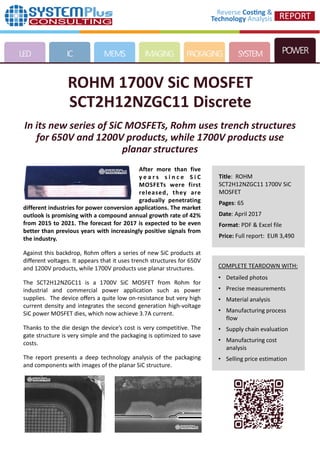 ROHM 1700V SiC MOSFET SCT2H12NZGC11 Discrete 2017 teardown reverse ...