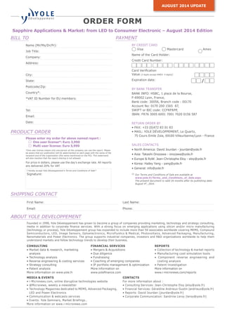 Sapphire Applications & Market: from LED to Consumer Electronic August ...