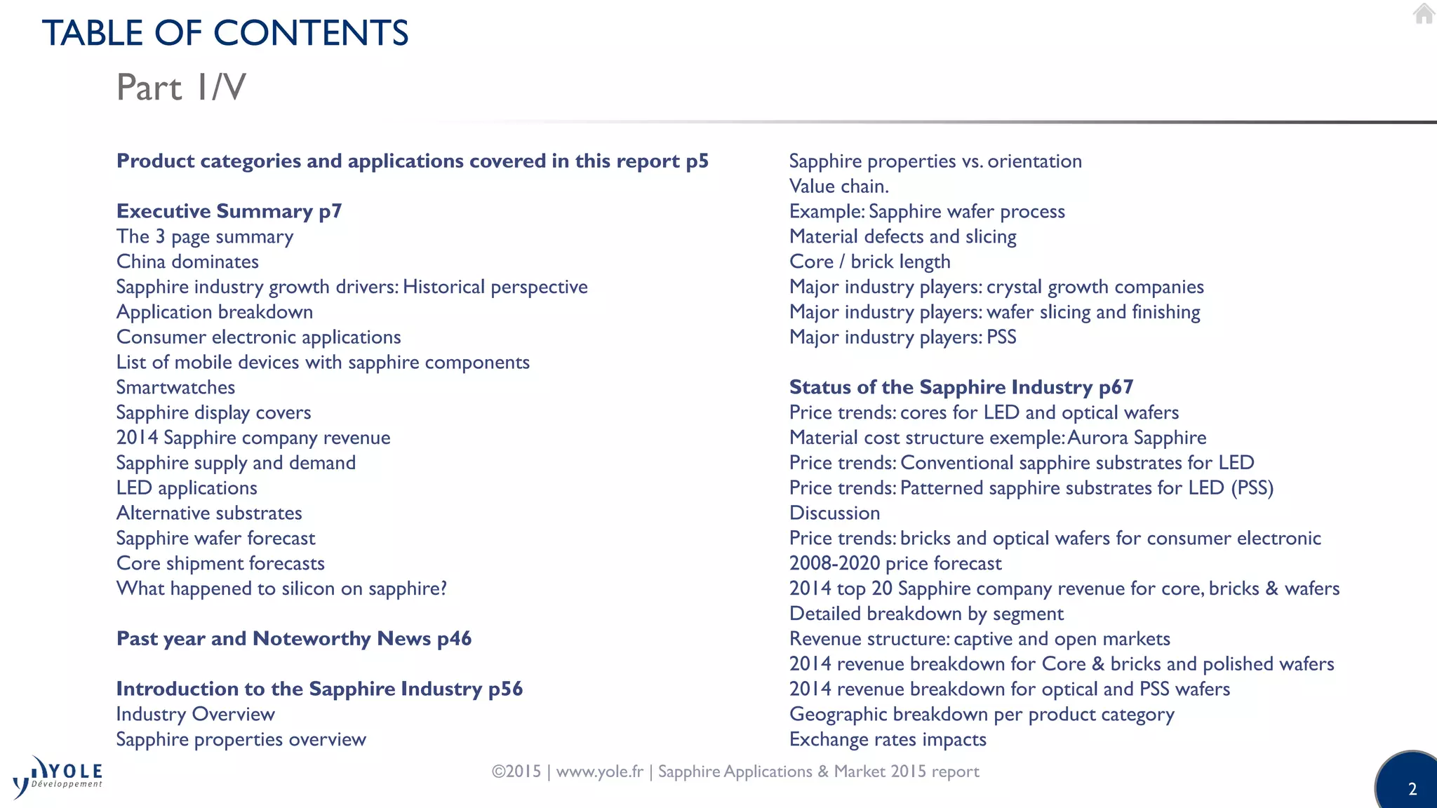Sapphire Applications & Market 2015 Report by Yole Developpement | PPT