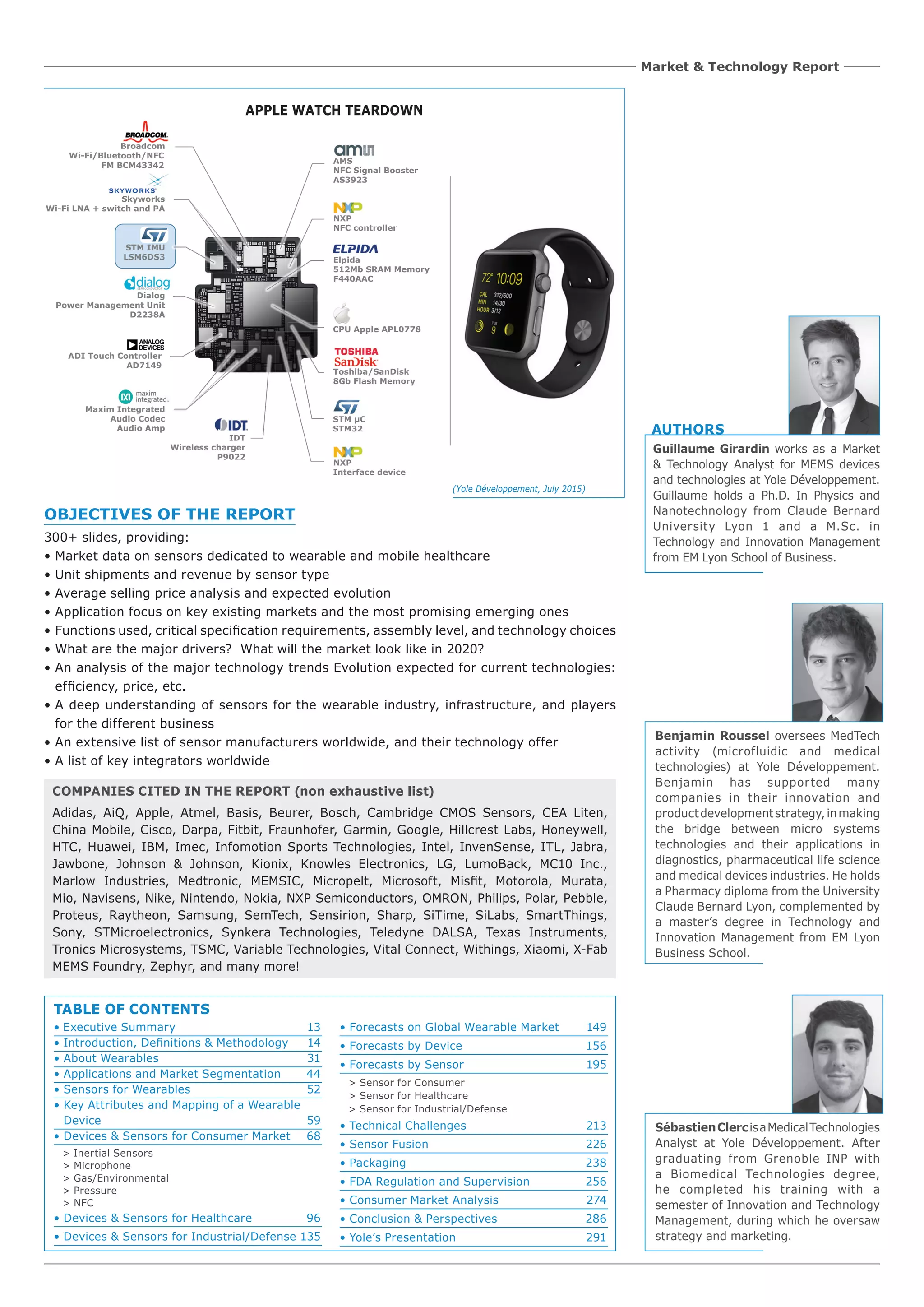 Sensors for Wearable Electronics & Mobile Healthcare 2015 Report by ...