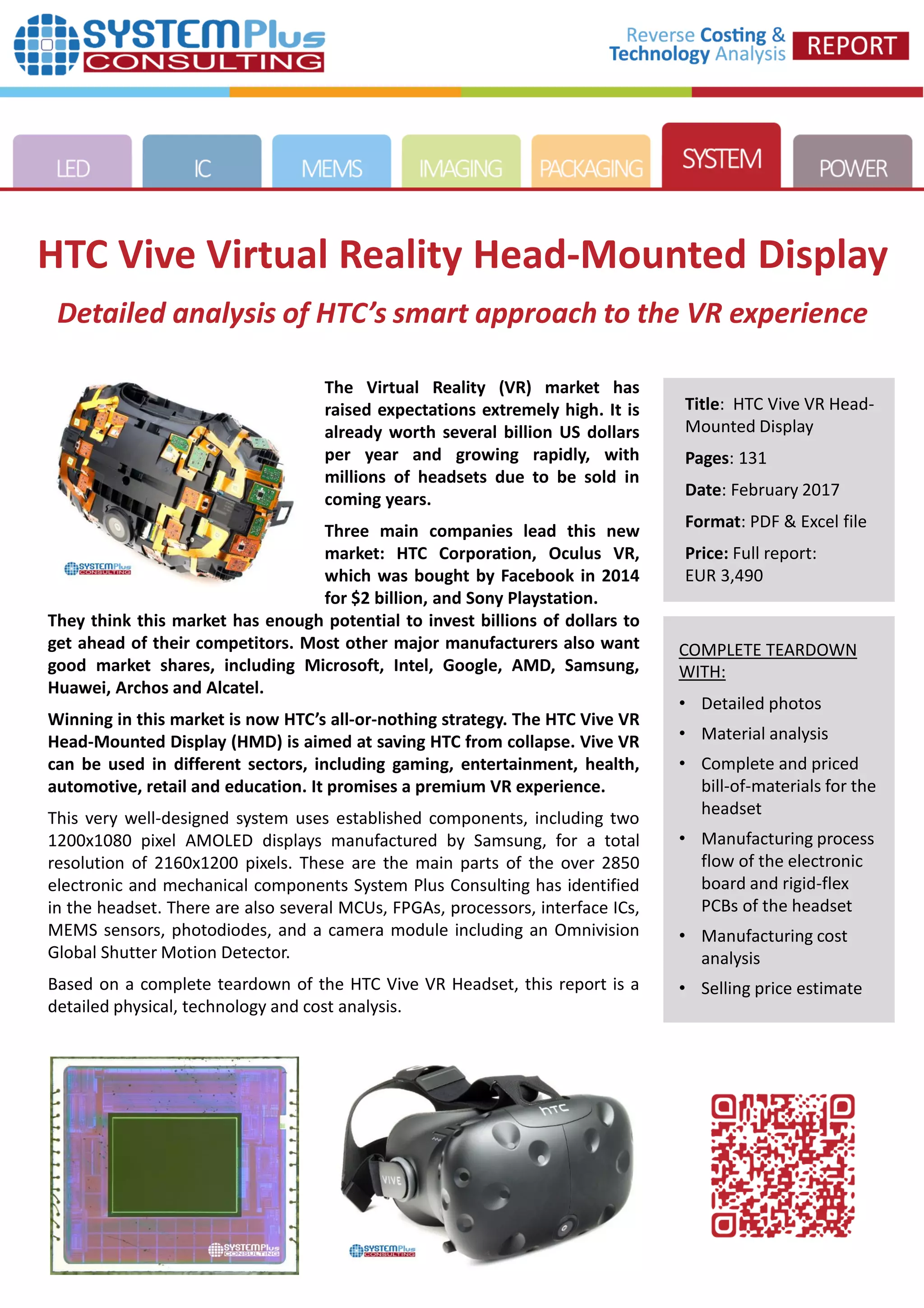 HTC Vive Virtual Reality Head-Mounted Display - teardown reverse ...