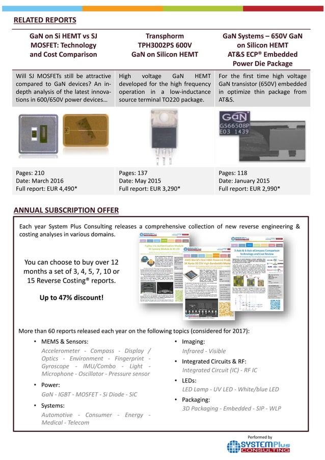 Panasonic PGA26C09DV 600V GaN HEMT teardown reverse costing report published by Yole ...