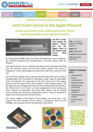 ams’s Color Sensor in the Apple iPhone 8 2018 teardown reverse costing ...