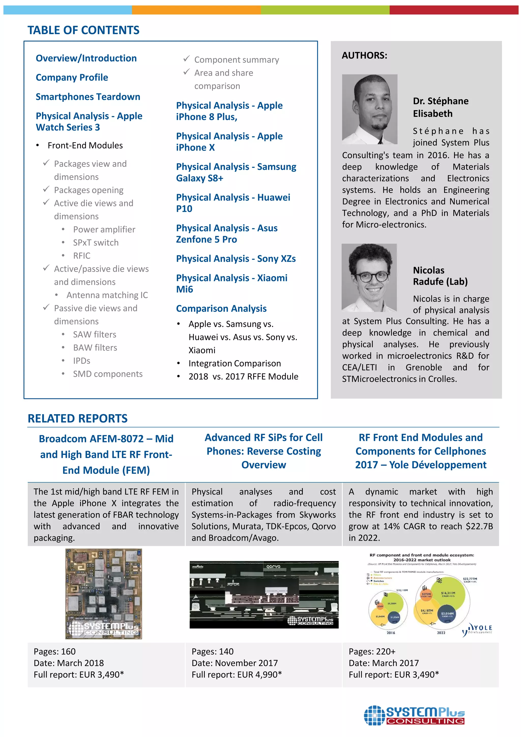 RF Front-End Module Comparison 2018 report published by System Plus | PDF