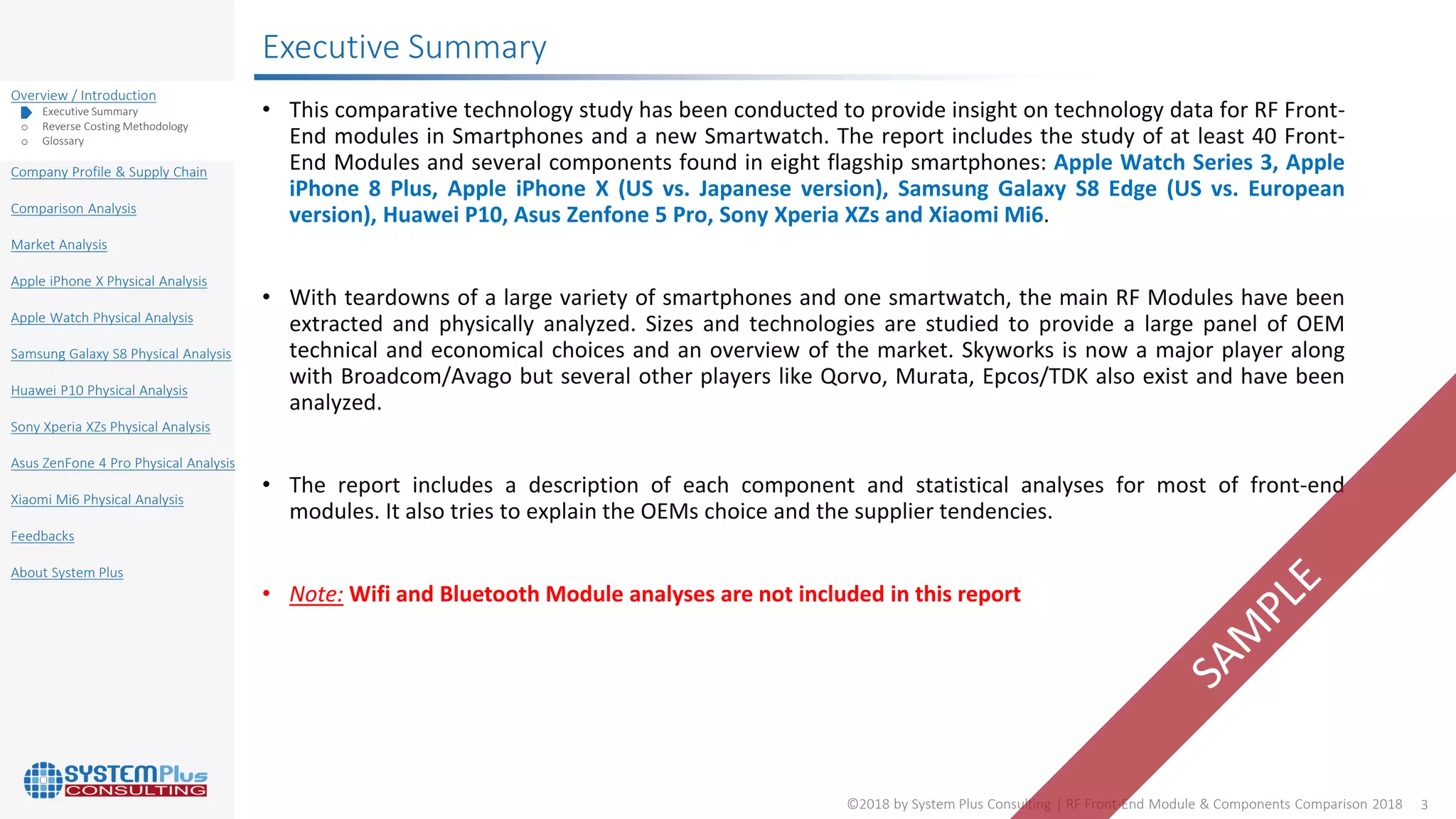 RF Front-End Module Comparison 2018 report published by System Plus | PDF