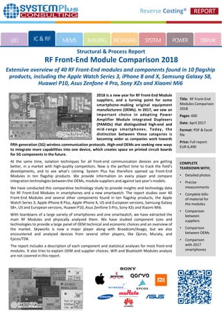 RF Front-End Module Comparison 2018 report published by System Plus | PDF