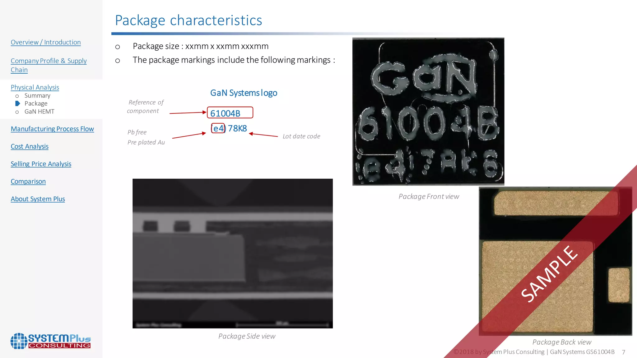 GaN Systems GS61004B GaN HEMT 2018 teardown reverse costing report ...