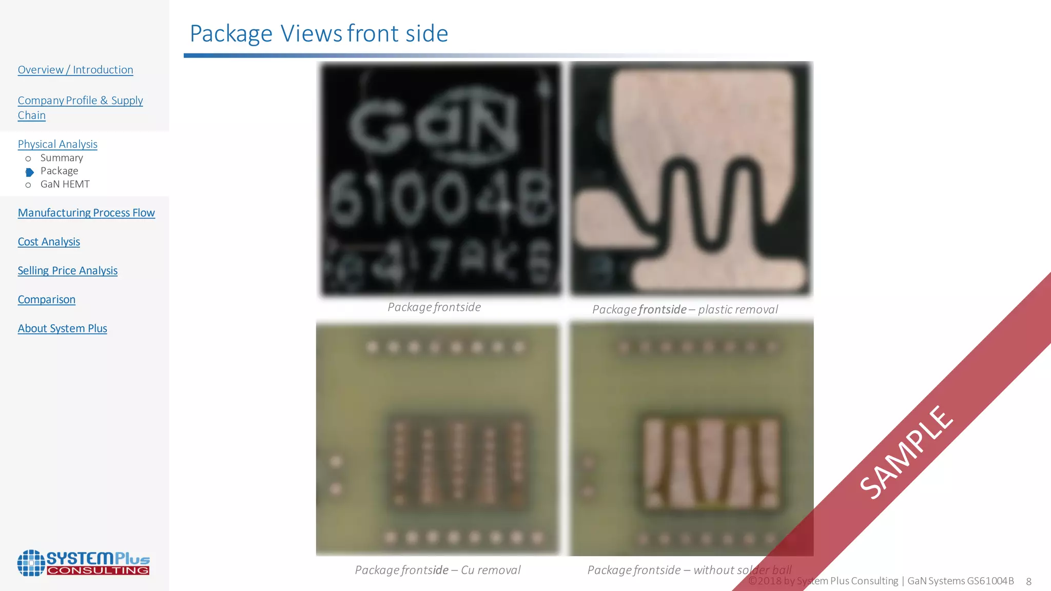 GaN Systems GS61004B GaN HEMT 2018 teardown reverse costing report published by System Plus | PDF