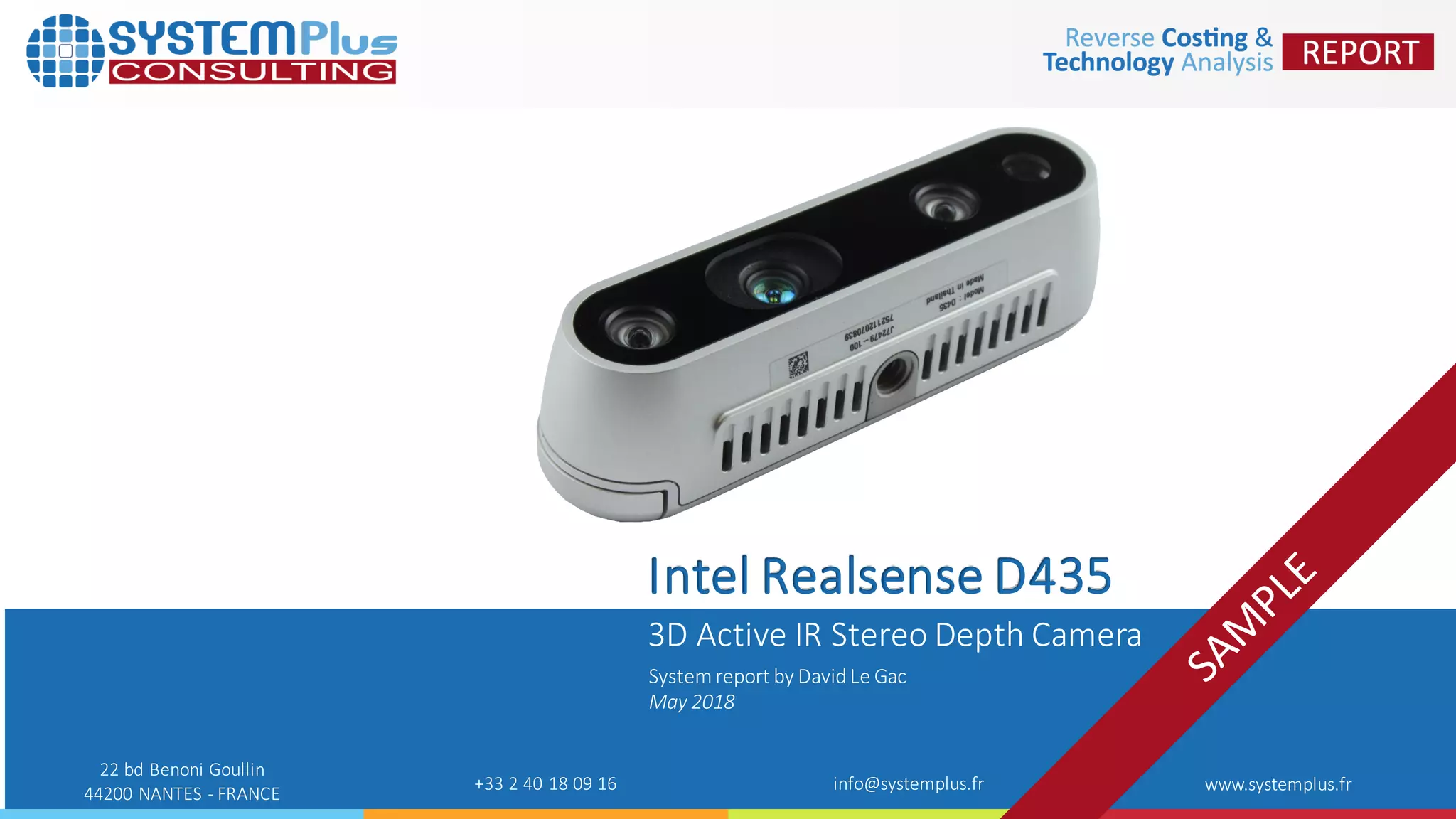Intel RealSense D435 3D Active IR Stereo Depth Camera 2018 teardown reverse costing report ...