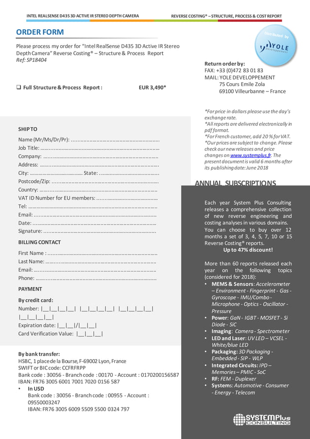 Intel RealSense D435 3D Active IR Stereo Depth Camera 2018 teardown ...