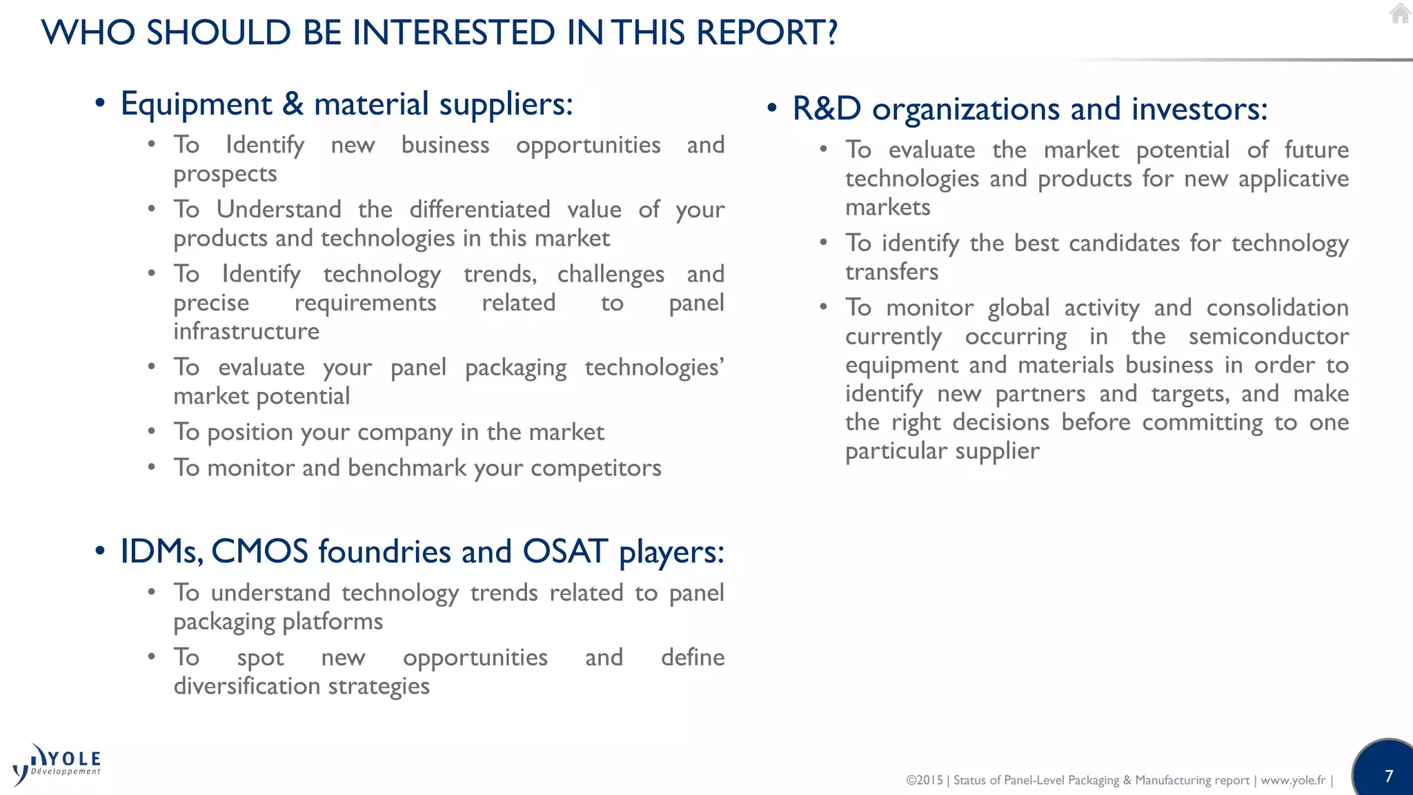 Status of Panel-Level Packaging & Manufacturing 2015 Report by Yole ...