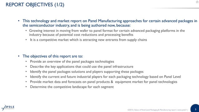Status of Panel-Level Packaging & Manufacturing 2015 Report by Yole ...