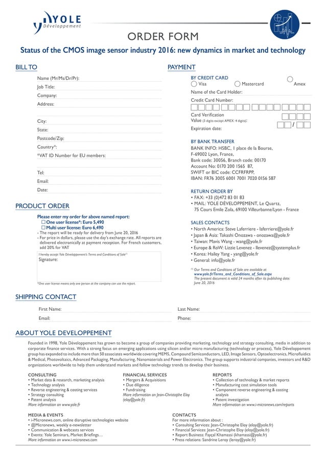 Status of the CMOS Image Sensor Industry 2016: New Dynamics in Market ...