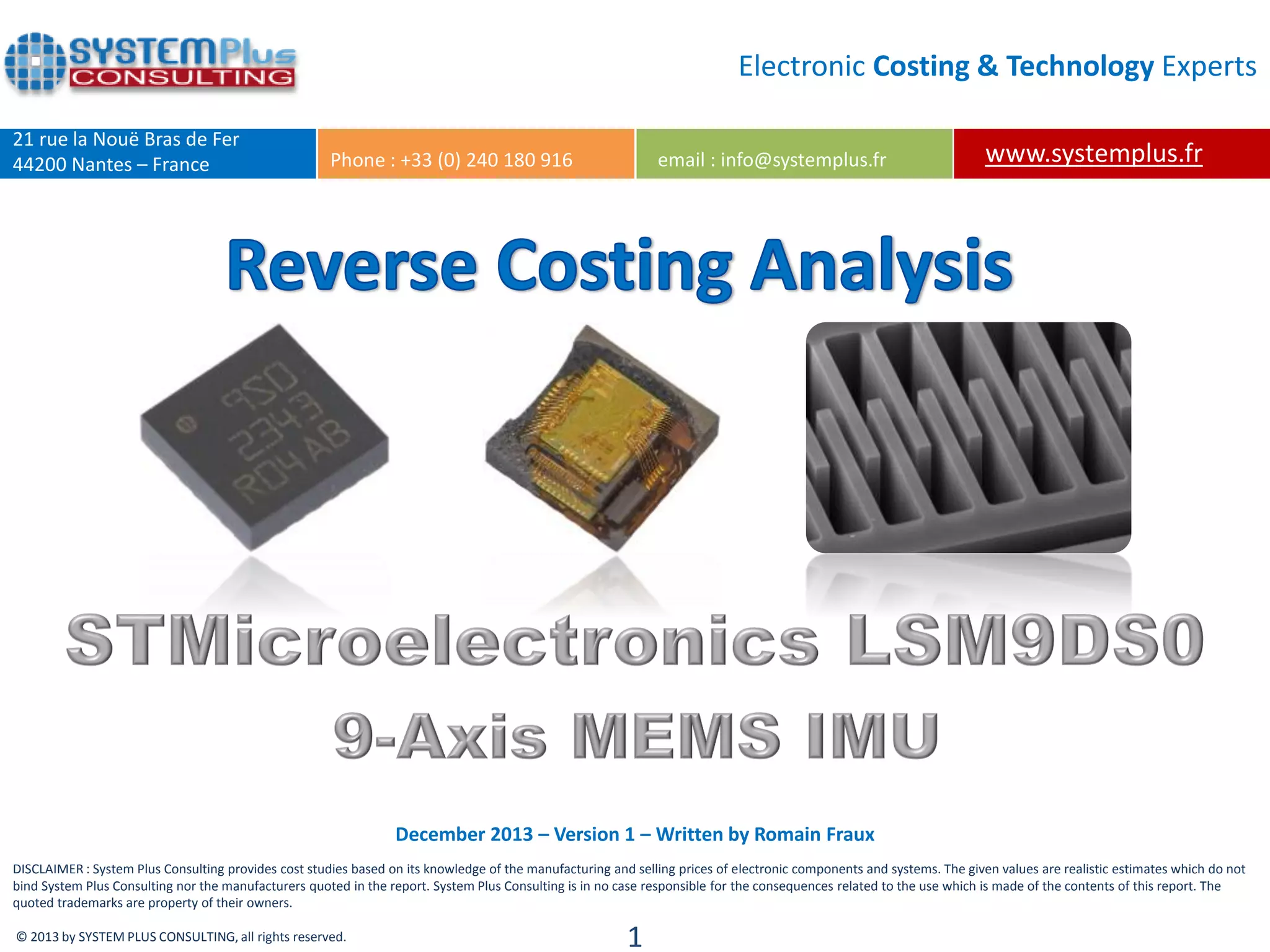 STMicroelectronics LSM9DS0 9-Axis MEMS IMU teardown reverse costing ...