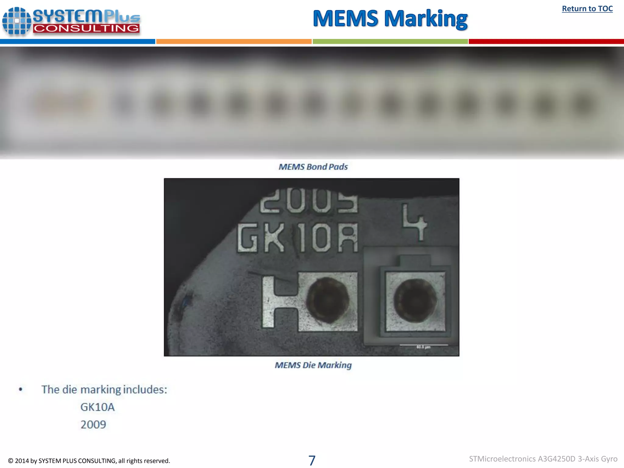 STMicroelectronics A3G4250D Automotive 3-Axis MEMS Gyroscope teardown reverse costing report ...