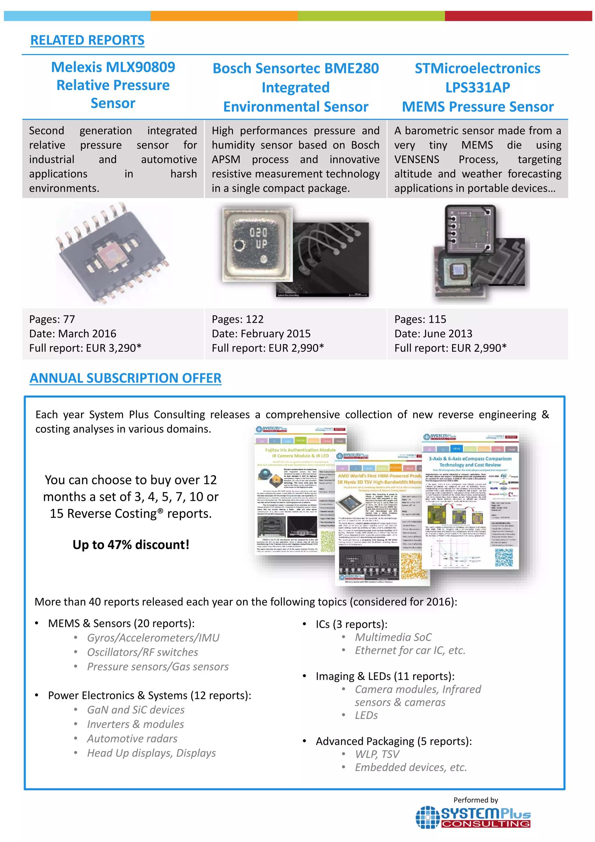 STMicroelectronics LPS22HB Nano Pressure Sensor 2016 teardown reverse costing report published ...