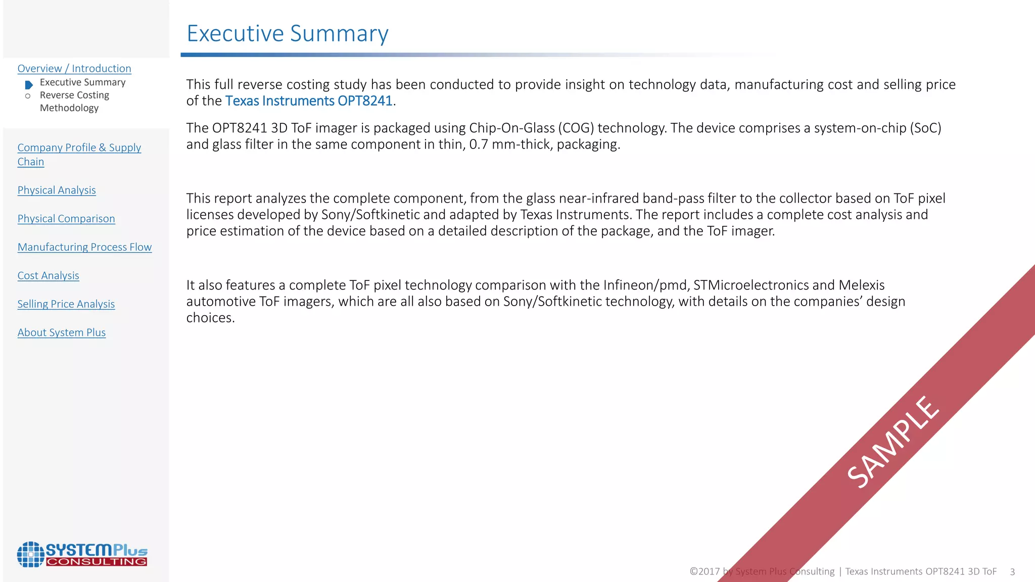 Texas Instruments’ Time of Flight Image Sensor 2017 teardown reverse costing report published by ...