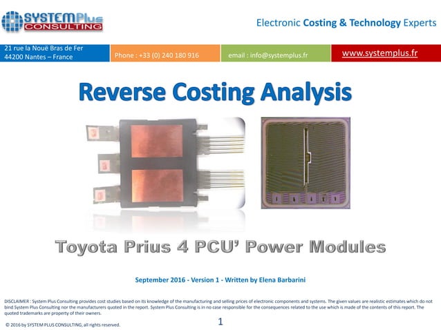 Toyota Prius 4 PCU Power Modules - teardown reverse costing report ...