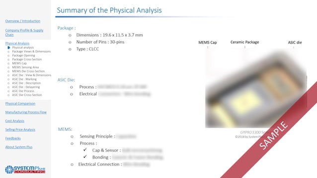 Tronics GYPRO3300 Angular Rate Sensor - reverse costing report published by System Plus | PDF