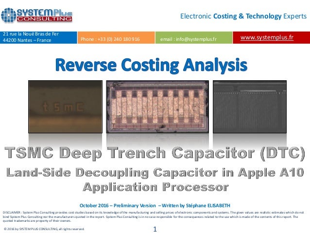 TSMC Deep Trench Capacitor Land-Side Decoupling Capacitor in Apple’s