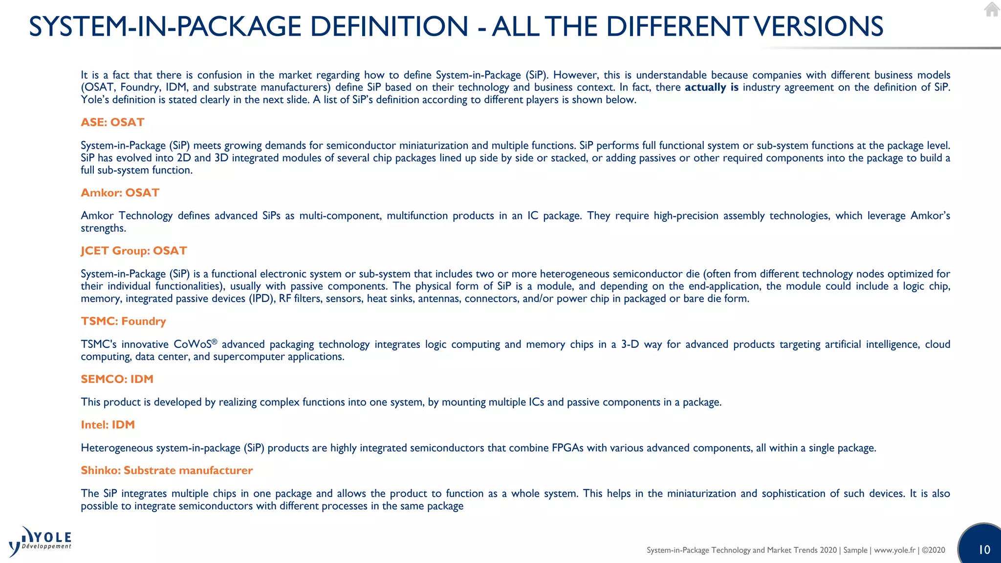 System-in-Package Technology and Market Trends 2020 report by Yole ...